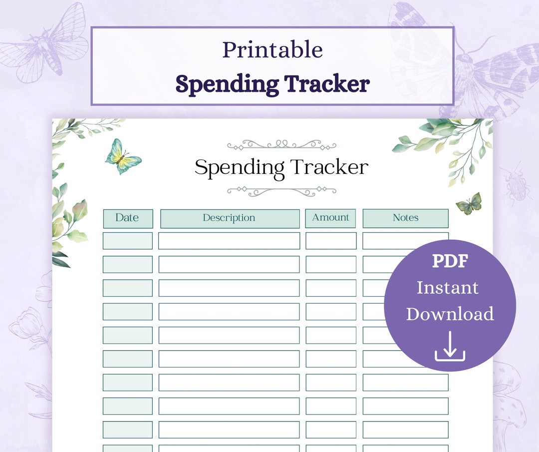 Spending Tracker Printable PDF | Expenses Diary | Everyday Spending ...