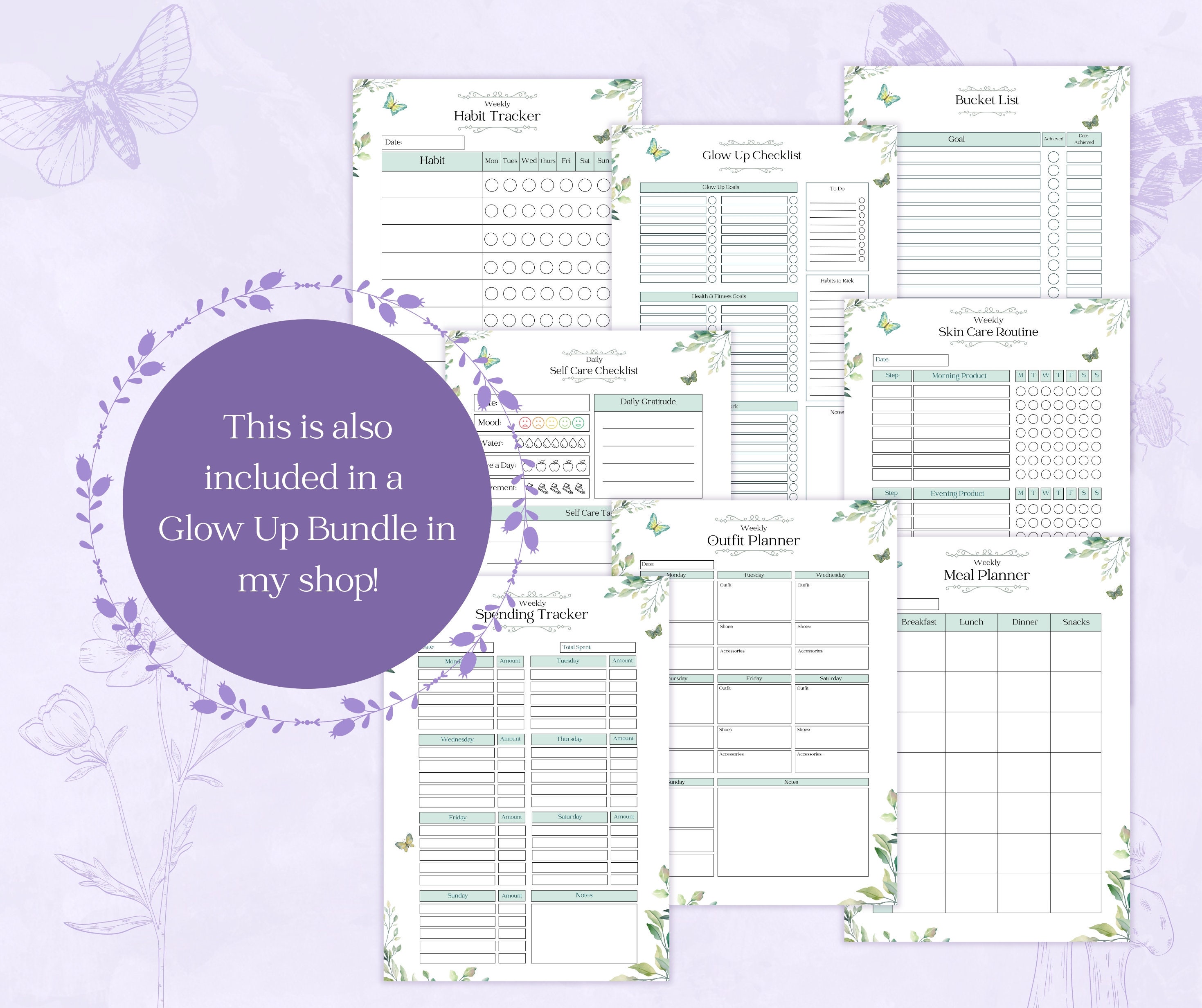 Glow up Checklist Printable PDF Glow up Planner Wellness Journal Action ...