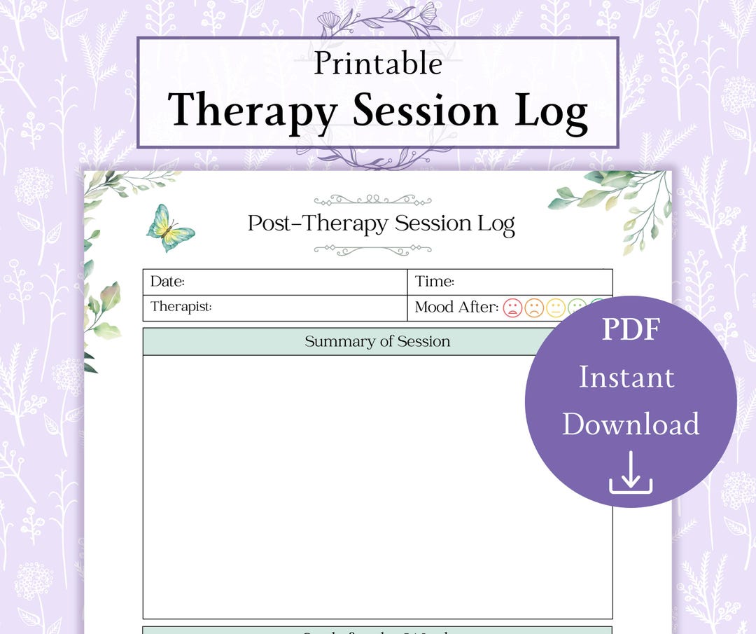 Therapy Session Log Printable PDF | Post Therapy Notes | Mood Journal ...