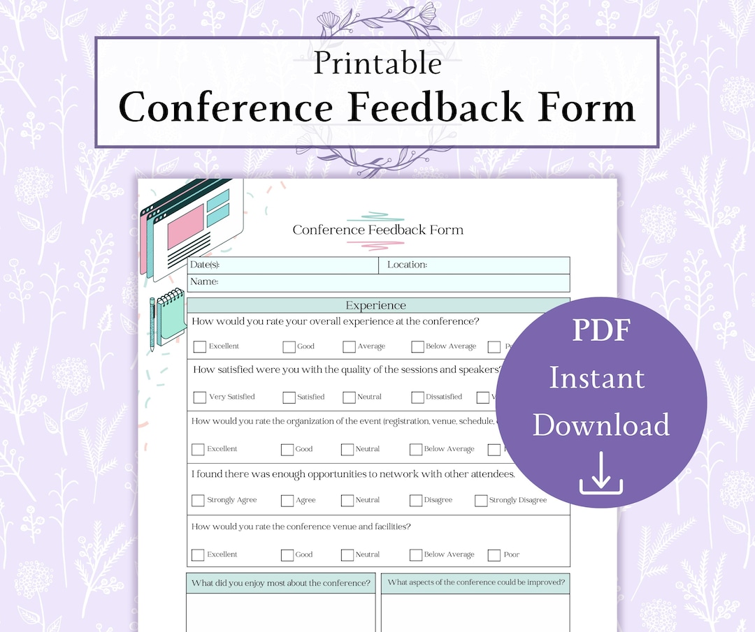 Conference Feedback Form Printable PDF | Conference Review Sheet ...