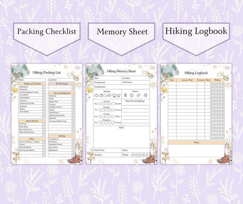 Hiking Journal Bundle Printable PDF | Hiking Logbook | Adventure ...