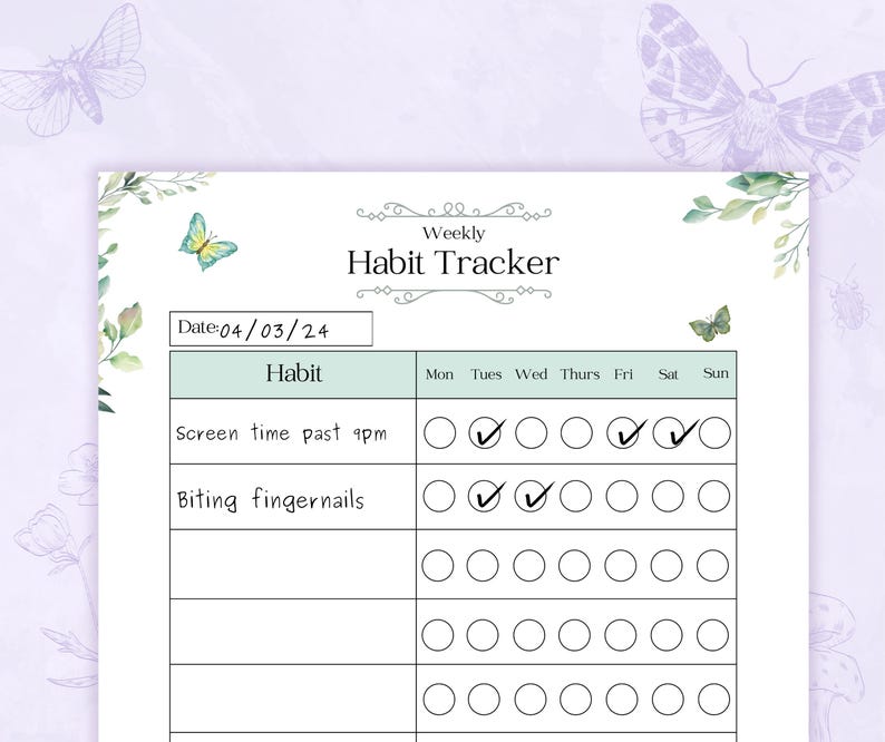 Weekly Habit Tracker Printable PDF | Weekly Habit Checklist | Habit Log ...