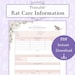 Rat Care Information Printable PDF | Rat Care Report | Rat Care Details ...