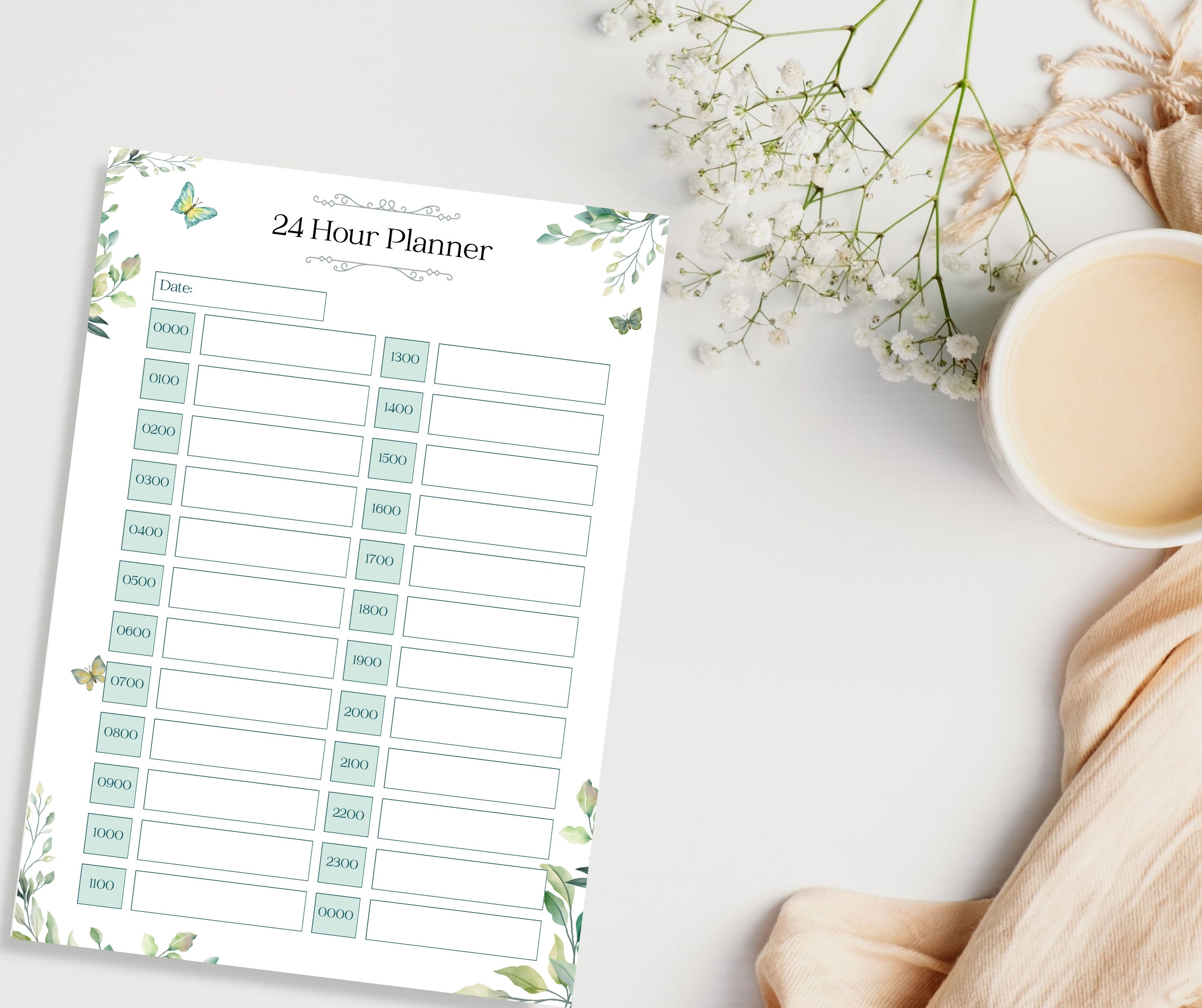 24 Hour Daily Planner Printable PDF Shift Planner to Do List Undated ...