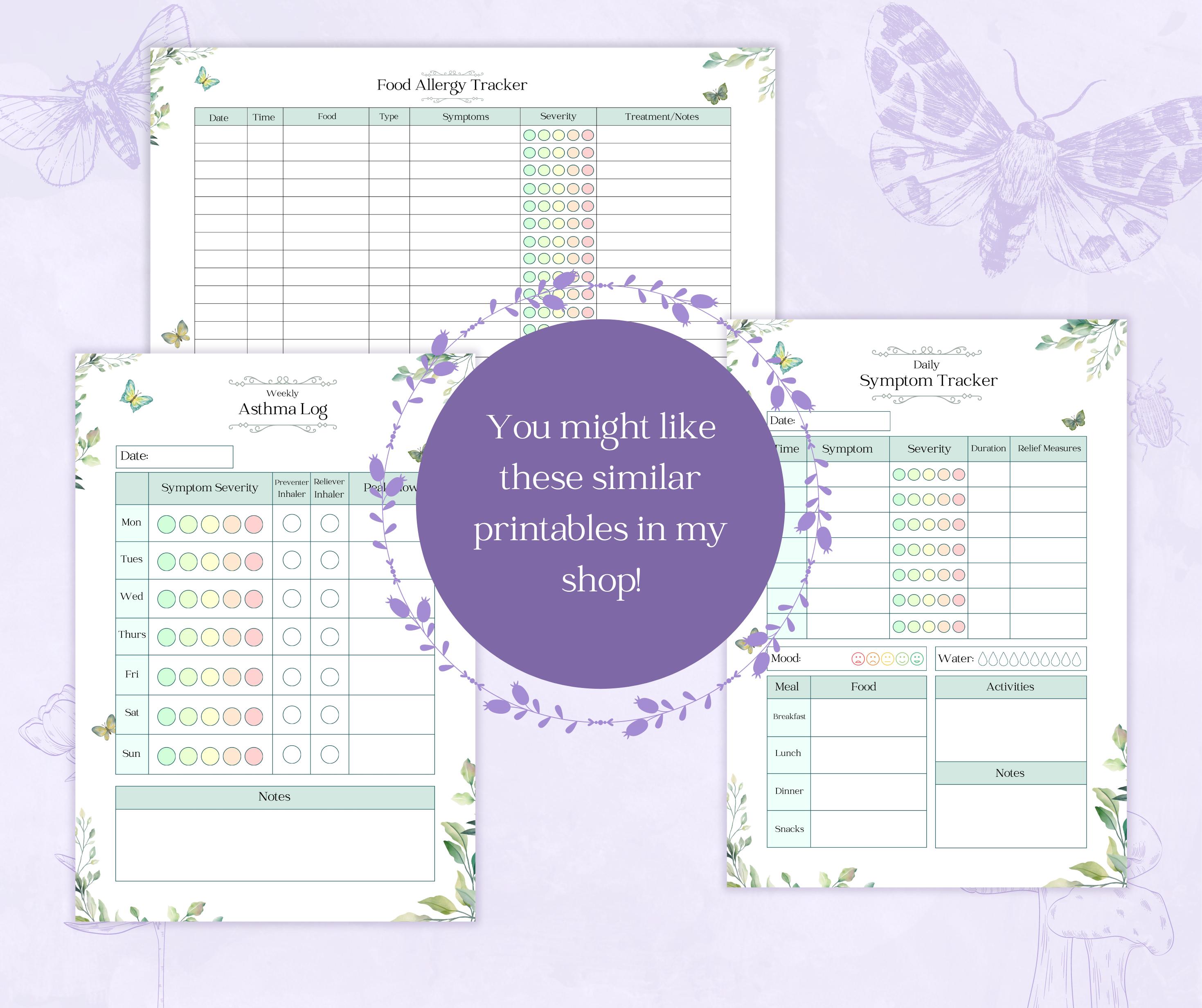 Indigestion Tracker Printable PDF Symptom Tracker Acid Reflux Wellness ...