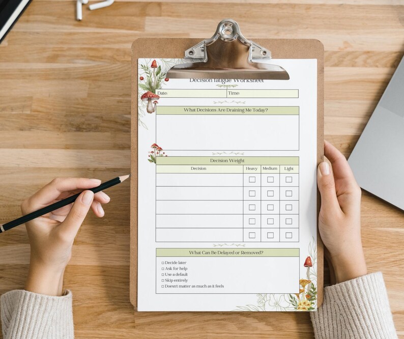 Decision Fatigue Worksheet Printable PDF, ADHD Overwhelm & Burnout ...
