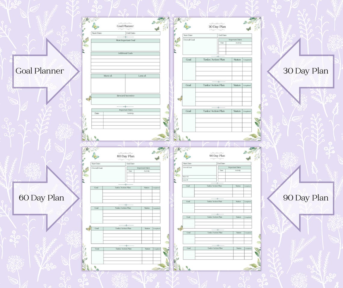 30 60 90 Day Plan Bundle Printable PDF | Task Tracker | Project ...