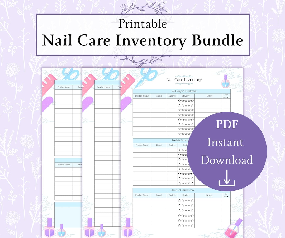 Nail Tech Inventory Printable PDF | Nail Care Inventory Management ...