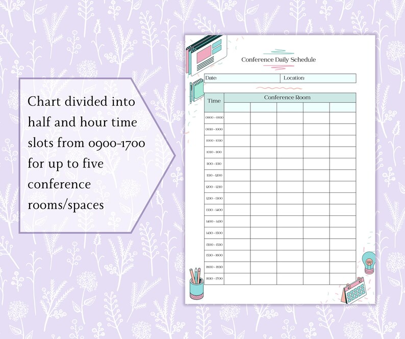Conference Schedule Printable PDF | Corporate Daily Schedule ...