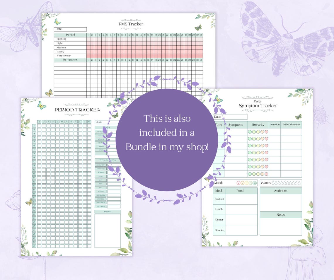 PMDD Tracker Printable PDF | Period Tracker Symptom Journal ...
