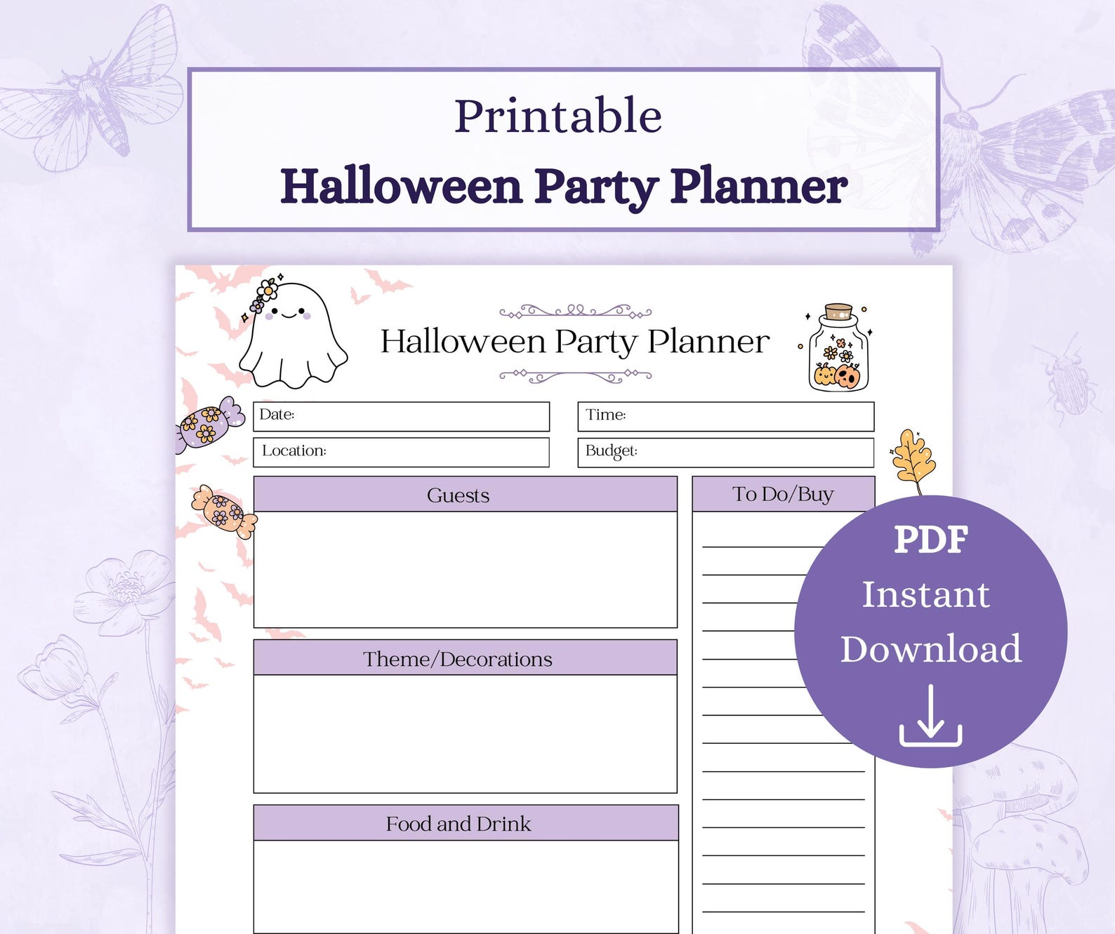 Halloween Planner Printable PDF | Halloween Party Planner | Spooky to ...