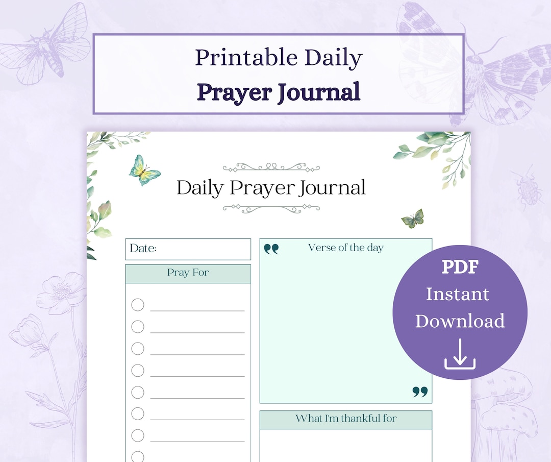 Prayer Journal Printable PDF | Daily Prayer Planner | Bible Study ...
