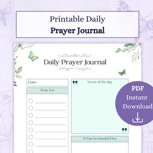 Prayer Journal Printable PDF | Daily Prayer Planner | Bible Study ...