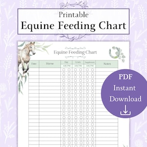 Equine Feeding Chart Printable PDF | Horse Feeding Chart | Horse Feeding Schedule | Horse Care ...
