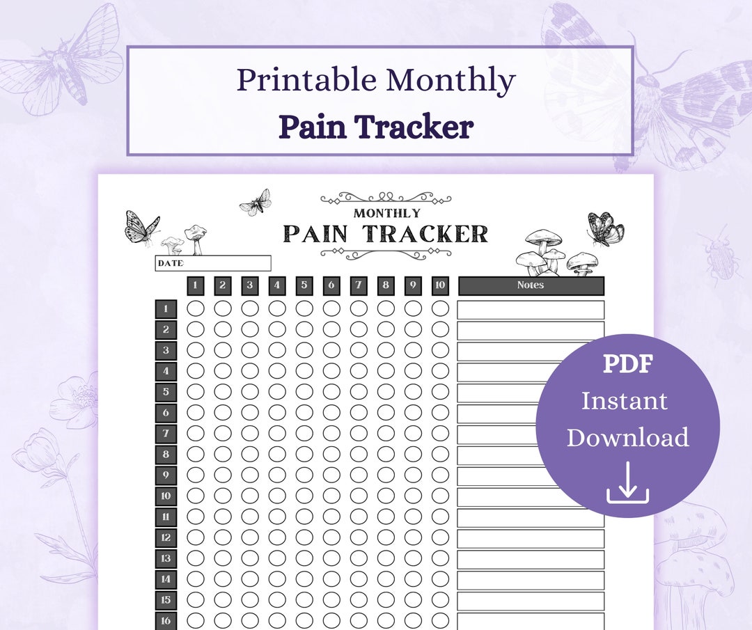 Pain Tracker Printable PDF | Chronic Pain Journal | Pain Log | Illness ...