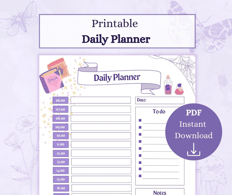 Daily Planner Printable PDF Productivity Planner Daily Log to Do List ...