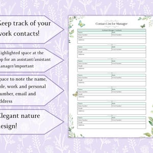 Contact List Manager Printable PDF | Contact Database Call Log ...