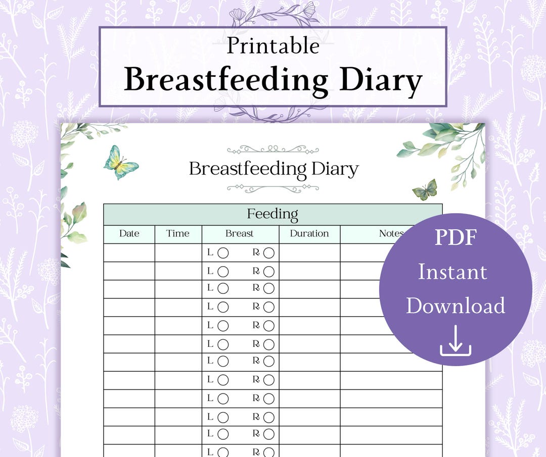 Breastfeeding Diary Printable PDF | Baby Log | Caregiver Log ...