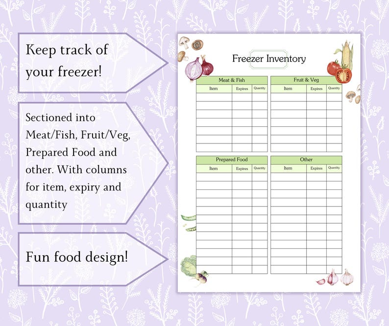 Freezer Inventory Printable PDF | Freezer Log | Kitchen Restock | Food ...