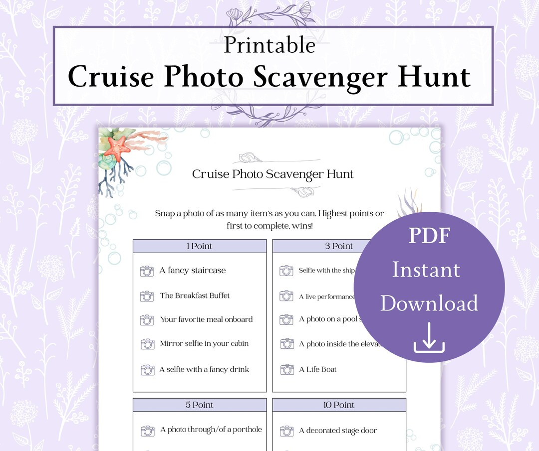 Cruise Photo Scavenger Hunt Printable PDF | Cruise Activities | Adult ...