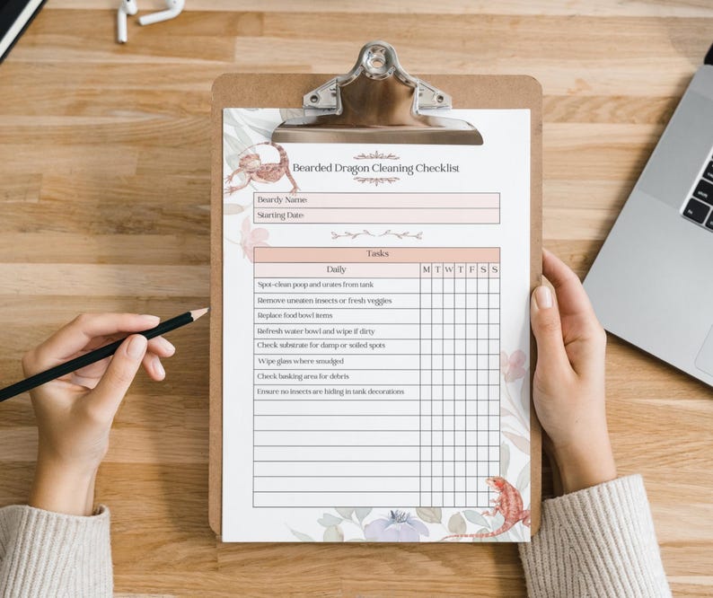 Bearded Dragon Cleaning Checklist Printable PDF, Reptile Tank ...