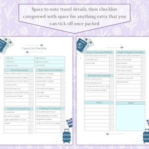 Carry on Checklist Printable PDF | Travel Packing List | Flight Packing ...