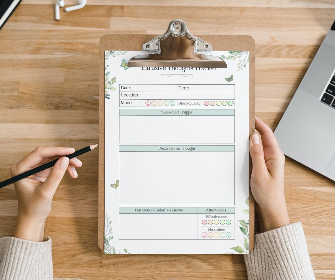 OCD and Intrusive Thoughts Journal Bundle Printable PDF | OCD Tracker ...