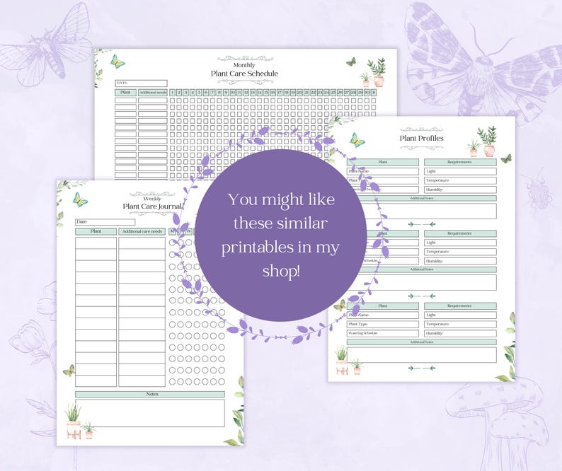 Plant Inventory Printable PDF | Plant Manager Plant Care Sheet | Garden ...