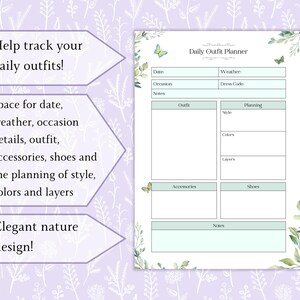 Daily Outfit Planner Printable PDF | Outfit Organizer | Wardrobe ...