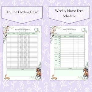 Horse Feeding Chart Bundle Printable PDF | Equine Feeding Chart | Horse Feed Schedule | Equine ...