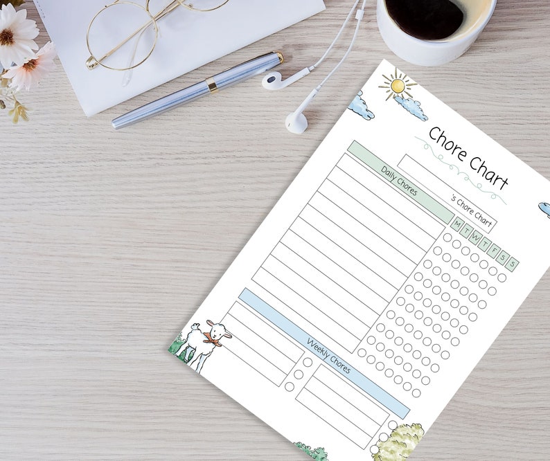Chore Chart for Kids Printable PDF Kids Chore Chart Chore Schedule ...