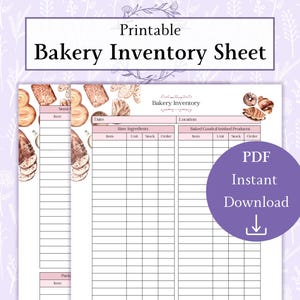 Bakery Inventory Sheet Printable PDF | Inventory Tracker | Supply ...