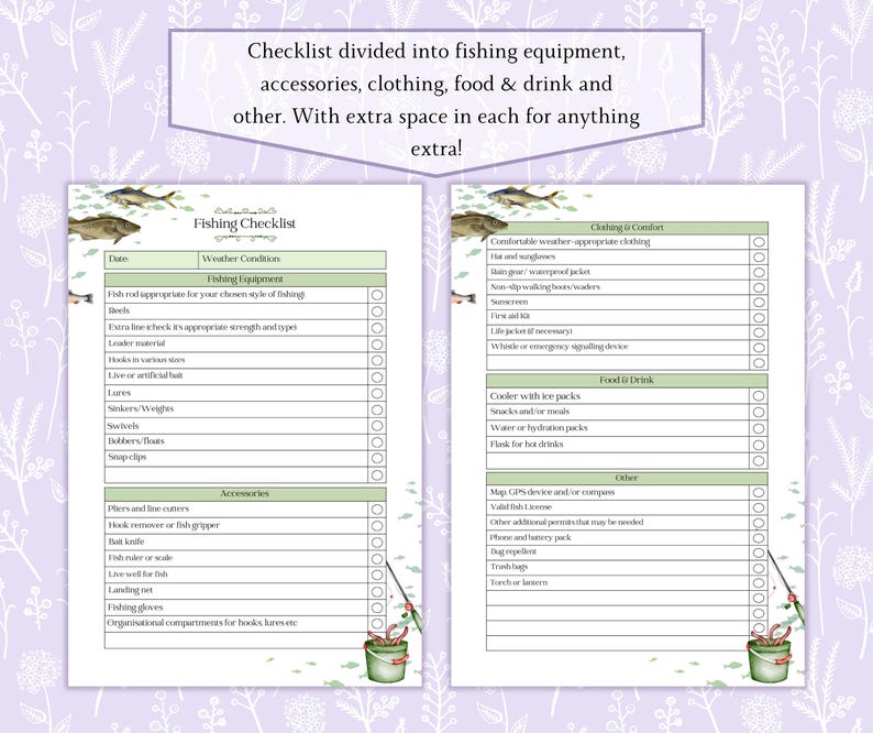 Fishing Trip Bundle Printable PDF | Fishing Diary Sheet | Fishing ...