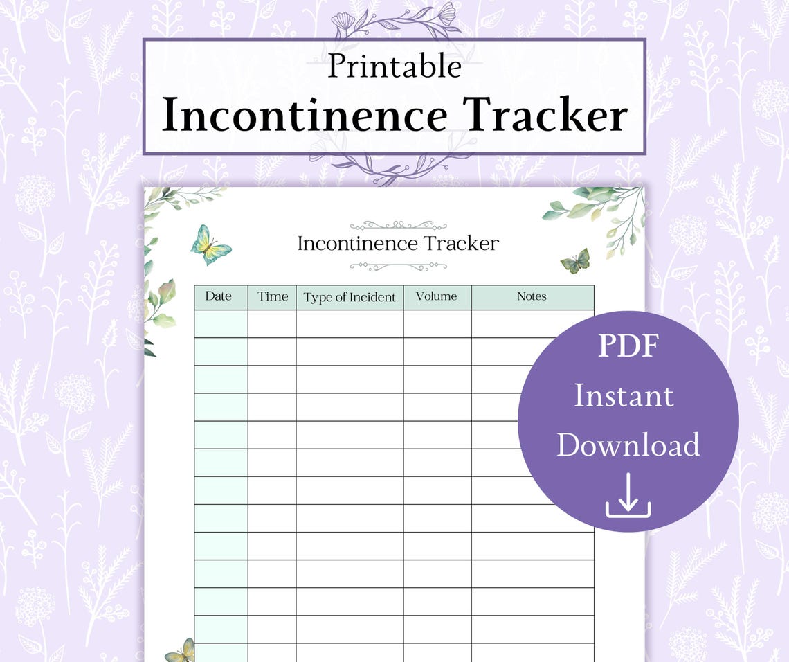 Incontinence Tracker Printable PDF | Adult Incontinence Log | Stool ...