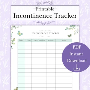 Incontinence Tracker Printable PDF | Adult Incontinence Log | Stool ...