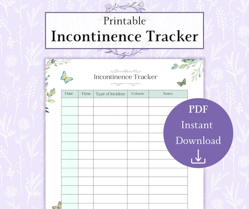 Incontinence Tracker Printable PDF | Adult Incontinence Log | Stool ...