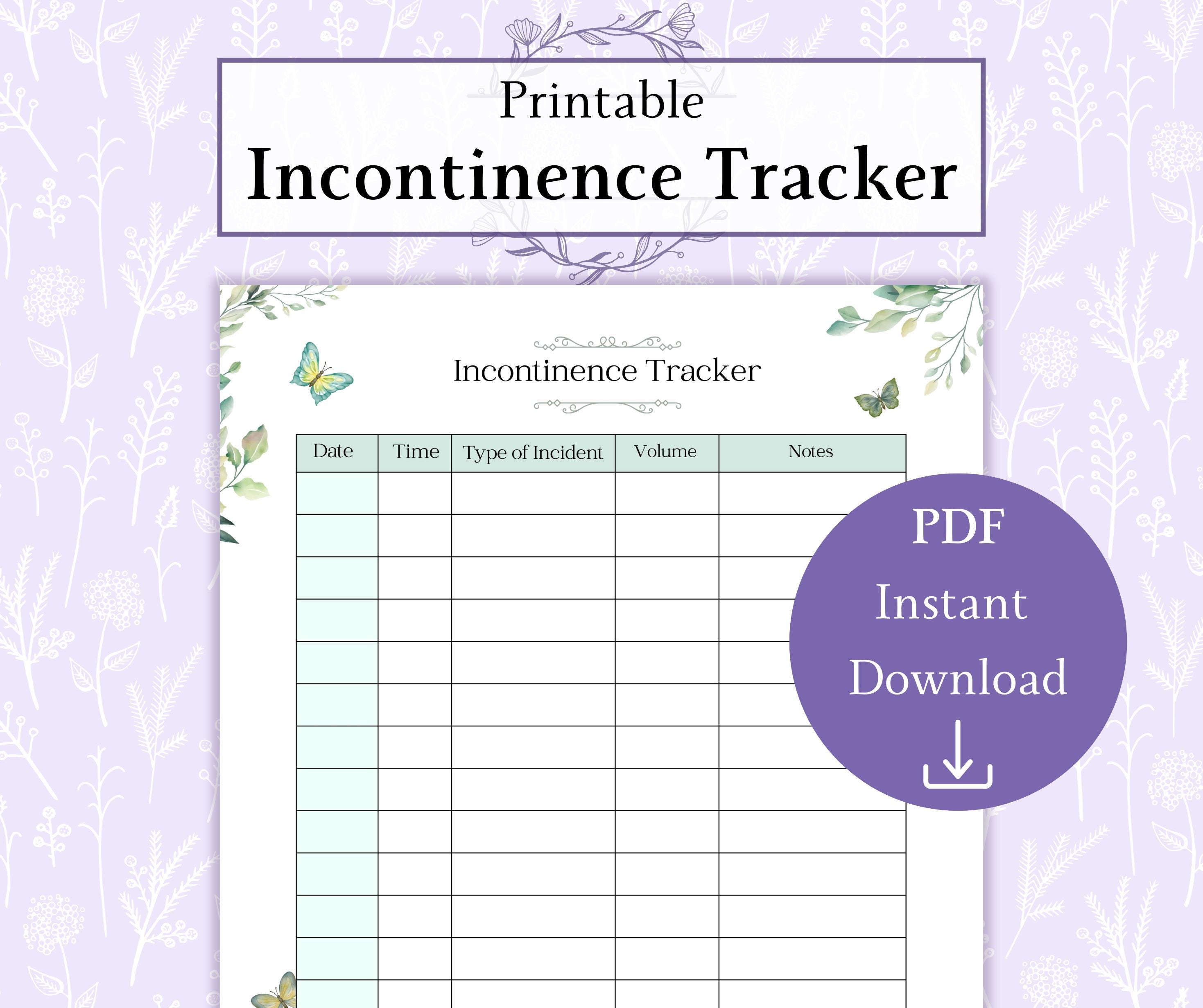 Incontinence Tracker Printable PDF | Adult Incontinence Log | Stool ...