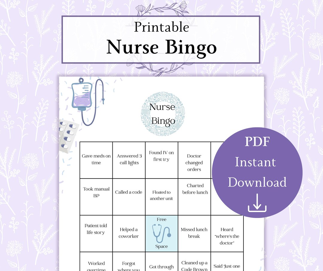 Nursing Bingo Printable PDF | Nurse Bingo Cards Sheet | Nurse Week ...