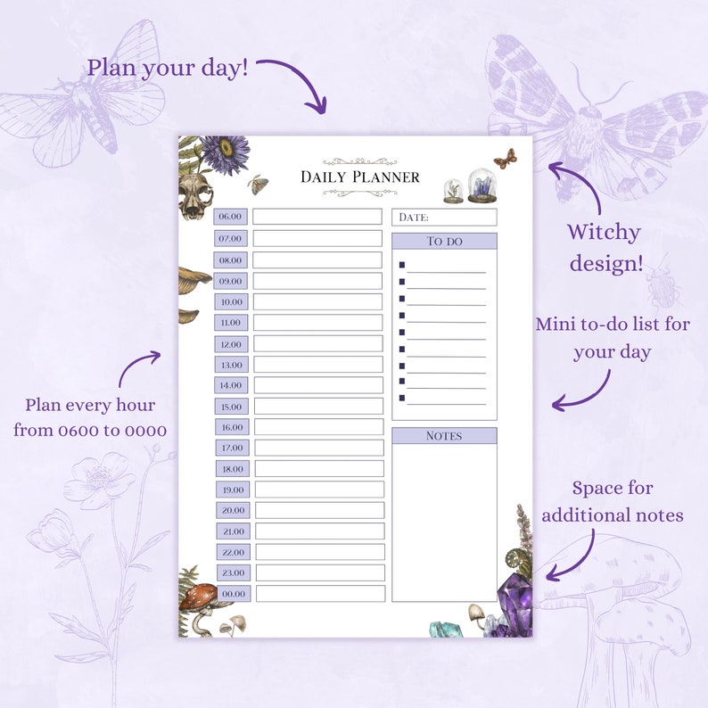 Witchy Planner Task Tracker Bundle Printable PDF to Do List Weekly ...
