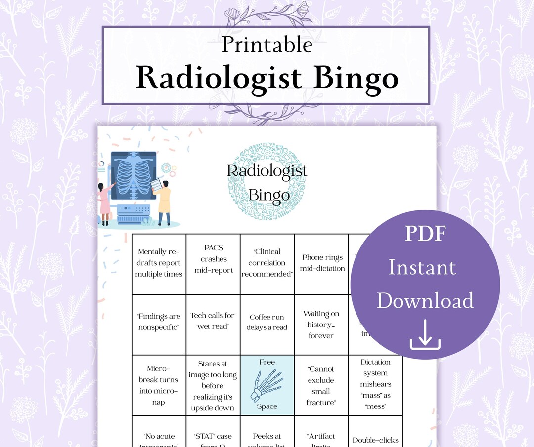 Radiology Bingo Printable PDF | Radiology Week Games | Medical Field ...