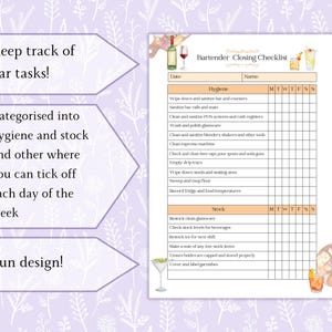 Bartender Closing Checklist Printable PDF | Bar Checklist | Bartender ...