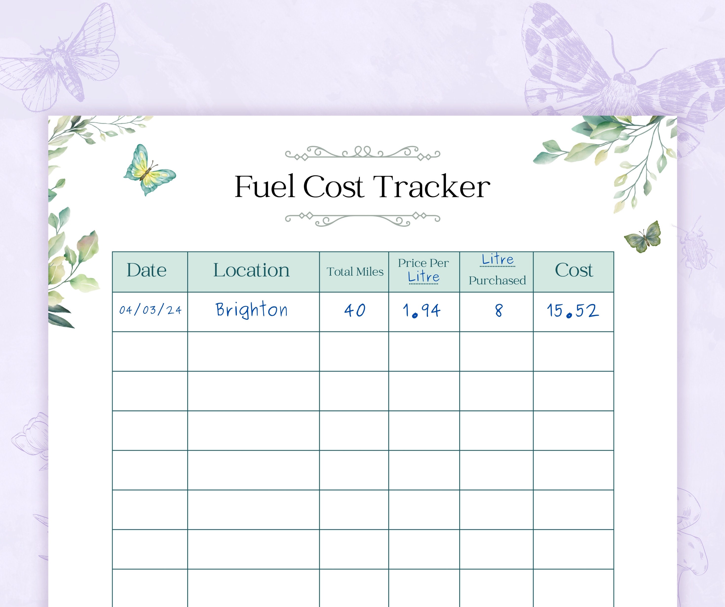 Fuel Cost Tracker Printable PDF | Expense Log | Fuel Tracker | Mileage ...