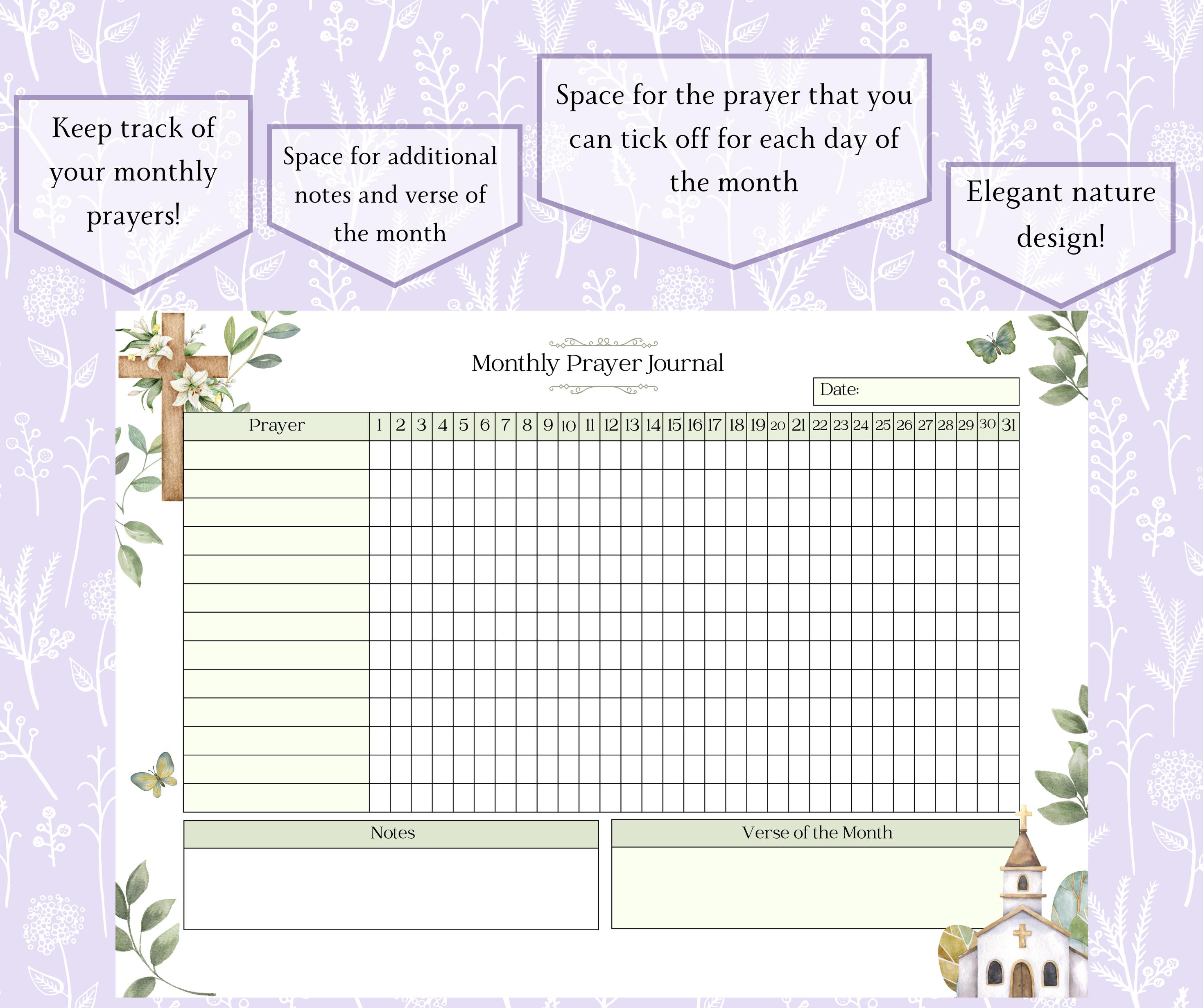 Monthly Prayer Journal Printable PDF | Monthly Devotionals | Prayer ...