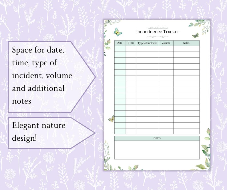 Incontinence Tracker Printable PDF | Adult Incontinence Log | Stool ...
