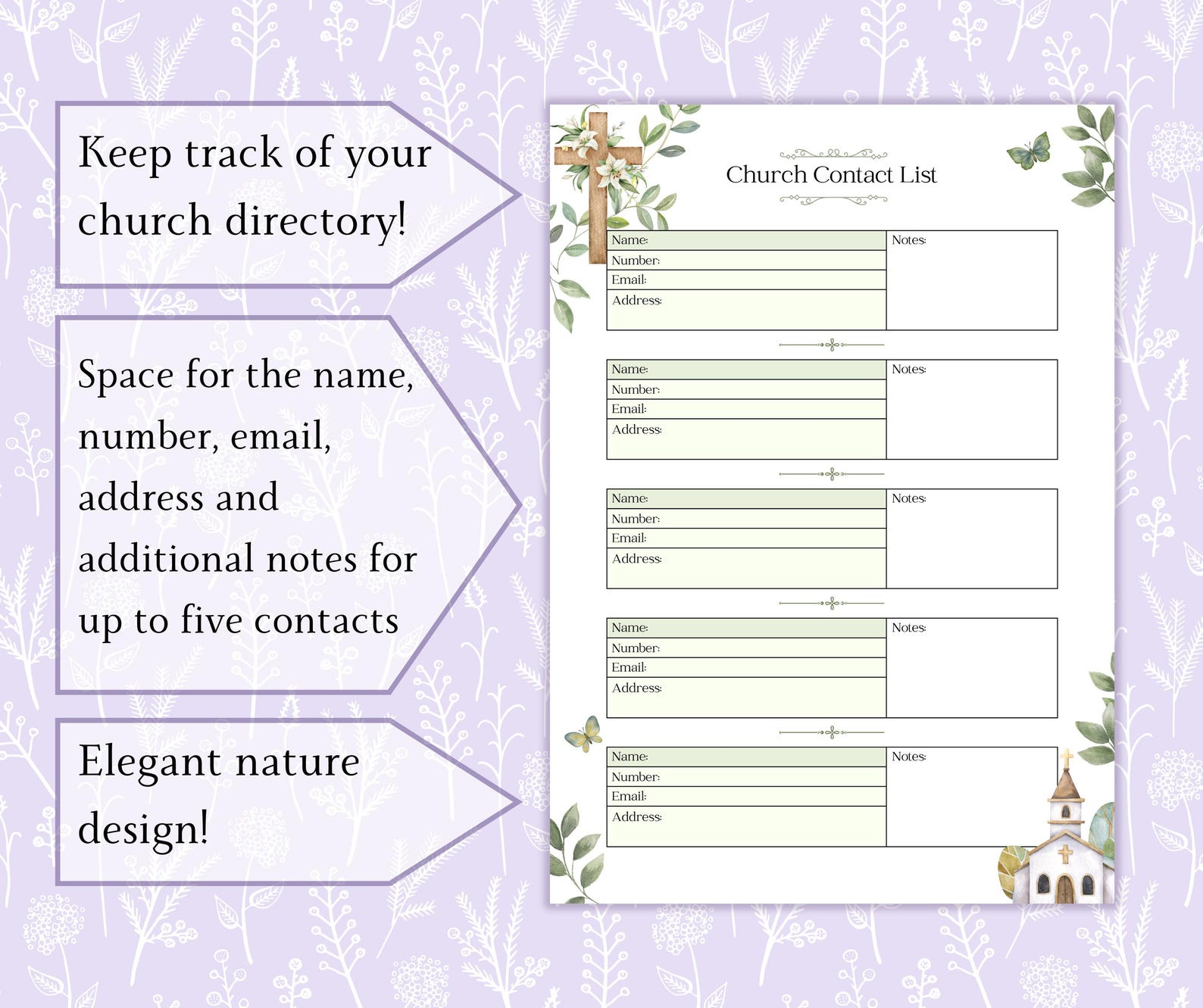 Church Contact List Printable PDF | Church Directory Contact Database ...