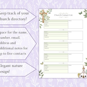 Church Contact List Printable PDF | Church Directory Contact Database ...