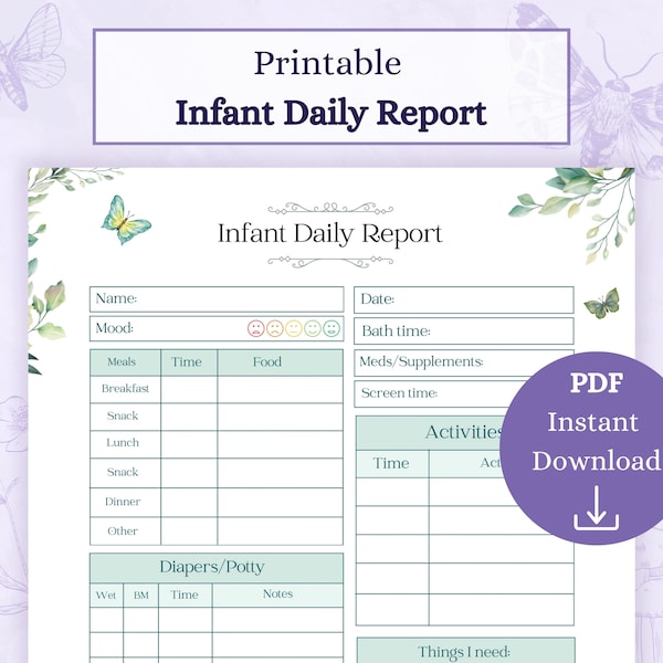 Infant Daily Report - Etsy