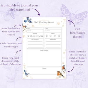 Bird Watching Journal Bundle Printable PDF | Bird Nerd | Bird Diary ...