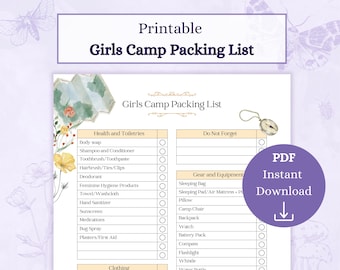 Girls Camp Packing List - Etsy