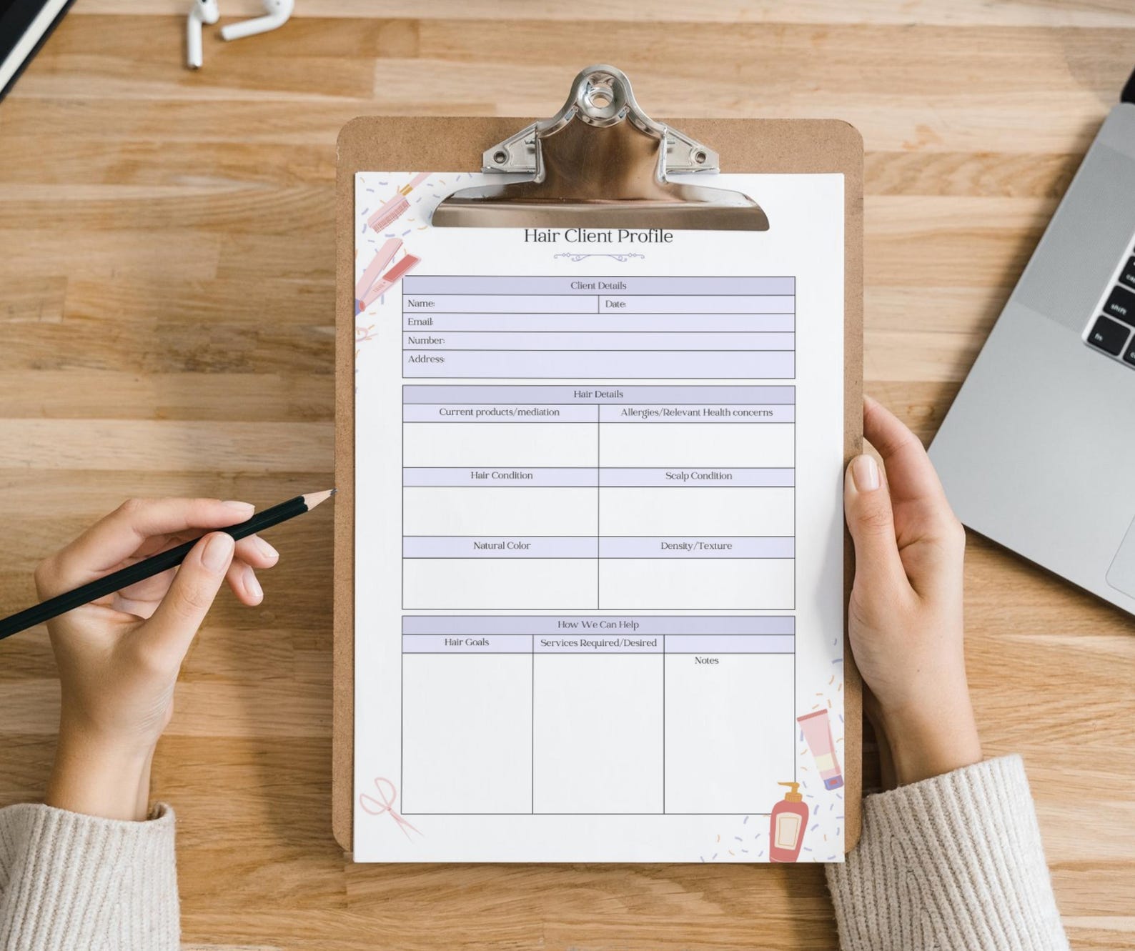 Hair Salon Customer Profile Printable PDF | Client Appointment Tracker ...